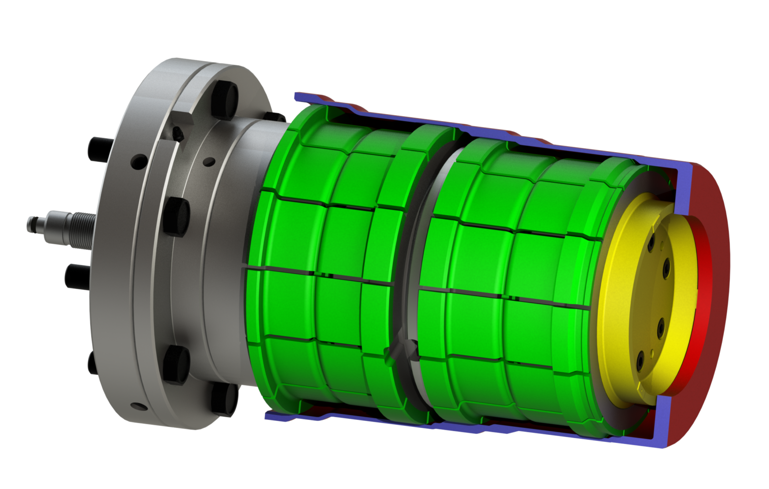 ID Collet Chuck with two double tapered collets gripping five different ...